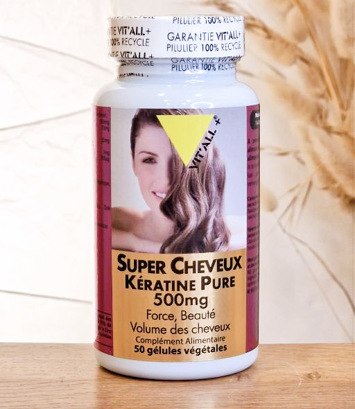SUPER CHEVEUX Kératine pure 500mg VIT'ALL PLUS | La Source naturopathie
